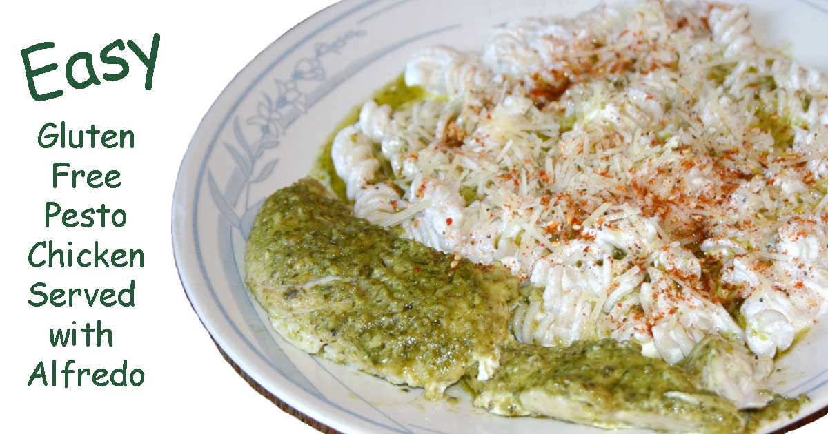 Easy Gluten Free Pesto Chicken served with Alfredo * Shannon's Grotto